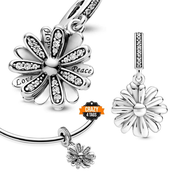 Pandora | Jewelry | Pandora Sparkling Daisy Flower Dangle Charm | Poshmark